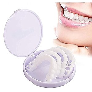 icehao Upper & Lower Teeth Veneers - Simulation Braces Snap On Smile Tooth Cover Perfect Whitening One Size Fits Most Comfortable Denture to Make White Beautiful Neatr (2pcs) 2 Count (Pack of 1)
