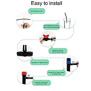 POANES Drip Irrigation Kit, 100FT Garden Watering System with 40FT 1/4 inch and 60FT 1/2 inch Blank Distribution Tubing Hose Distribution Tubing Adjustable Nozzle Emitters Sprinkler Barbed Fittings