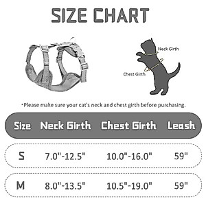 Supet Cat Harness and Leash for Walking Escape Proof, Adjustable Harness for Cats, Easy Control Small Cat Harness for Medium Large Kitten and Dogs
