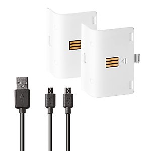 Snakebyte Xbox One Twin Battery Pack - 2 Rechargeable Battery Packs for Xbox One, S, Xbox One X and Elite Controllers (White)