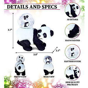 COTA Global Panda Snow Globe - Wildlife Animal Water Globe Figurine with Sparkling Glitter, Zoo Collectible Novelty Ornament for Home Decor, for Birthdays, Christmas, Valentine – 45mm