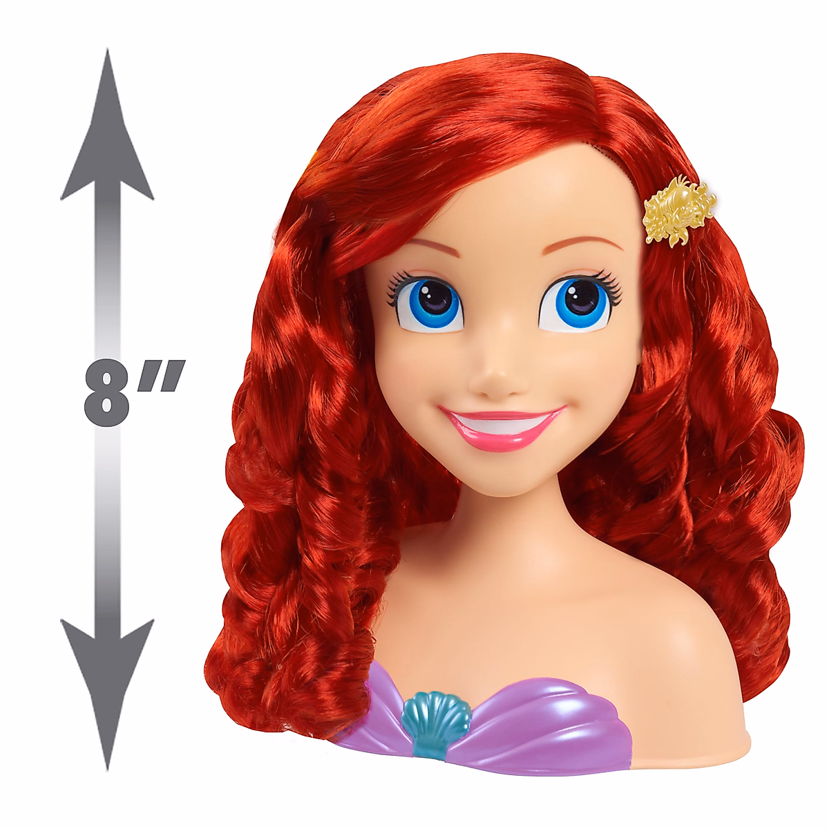 Disney Princess Ariel Styling Head, 14-pieces, Pretend Play, Kids Toys for Ages 3 Up by Just Play