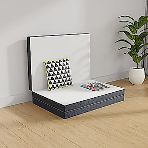 4 inch Memory Foam Tri Folding Mattress/Portable Foldable Mattress Topper with Washable Cover Non-Slip Bottom for Camping, Guest, Floor RV, CertiPUR-US Certified,Small Twin