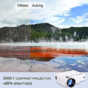 AuKing Mini Projector with USB C to HDMI Cable 4K, Home Theater Video Projector for MacBook Air/Pro 2020/2021, iPad Pro, Galaxy S20 S10 S8, Surface Book 2 and More