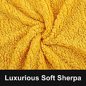 LOCHAS Super Soft Shaggy Faux Fur Throw Blanket, Plush Fuzzy Sherpa Throw Blanket for Couch, Cozy Fluffy Yellow Blankets for Bed Chair Sofa, 50'' x 60''
