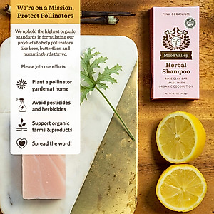 Moon Valley Organics HERBAL SHAMPOO BAR - PINK GERANIUM, SWEET CARROT, PEPPERMINT (3PACK)