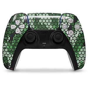 WraptorSkinz Skin Wrap compatible with Sony PS5 DualSense Controller HEX Mesh Camo 01 Green (CONTROLLER NOT INCLUDED)