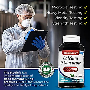 Lab - Calcium d-glucarate, Calcium 1000mg -120 Caps, Calcium Supplement- Menopause Support- Hormone Harmony- Liver Detox- Detox Cleanse- Ultra high Absorption- Calcium, Calcio.