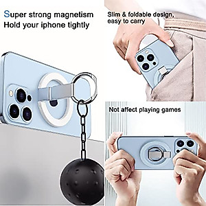 Magnetic Phone Stand Compatible with iPhone 14/13/12 Series & MagSafe Cases, HOYZNBI Removable Metal Kickstand【Vertical & Horizontal Stand Ways】360° Adjustable Portable Magnetic Phone Grip Ring Holder
