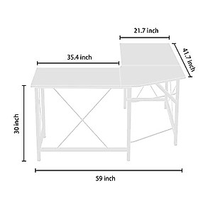 Coral Flower L-Shaped Desks for Home Office - Corner Computer Desk Writing Table Workstation - Sturdy Gaming Desk PC Laptop Dark Brown