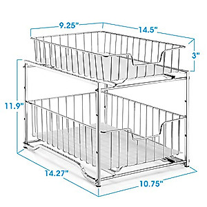 Simple Trending Stackable 2-Tier Vertical Bathroom Storage Under Sink Cabinet Organizer, Toilet Vanity Organizer Drawers, Chrome