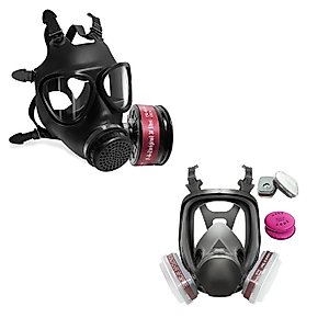 Full Face Respirator Mask with 2097 & 6001CN Filter and Gas Masks with 40mm Activated Carbon Filters to Prevent Gas/Dust/Chemicals/Vapors/Fumes/Asbestos,for Painting,Polishing,Welding,Sanding work