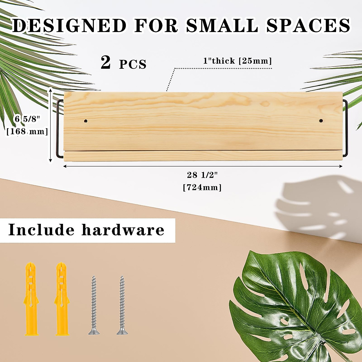 Mifoci 2 Pcs Wall Mounted Shoe Rack Wooden Shoe Rack Organizer Wall Shoe Holder Modern Compact Wood Rv Shoe Storage for Sneaker Footwear Slipper Boots Entryway Narrow Spaces Hallway(28.35'' Long)