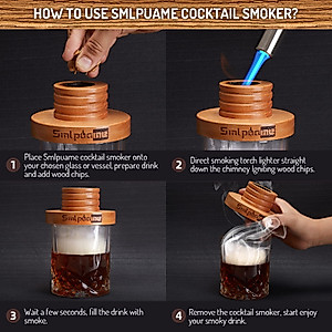 Cocktail Smoker Kit, Old Fashioned Smoker Kit for Bourbon Whiskey Drink, Smoker Infuser Kit with 4 Flavors Wood Chips, Birthday Christmas Gifts for Husband, Men, Dad