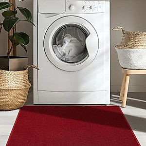 Sweet Home Stores Sweethome Collection Solid Design Rubberback Area Rug/Mat, 2'3" x 3', Red