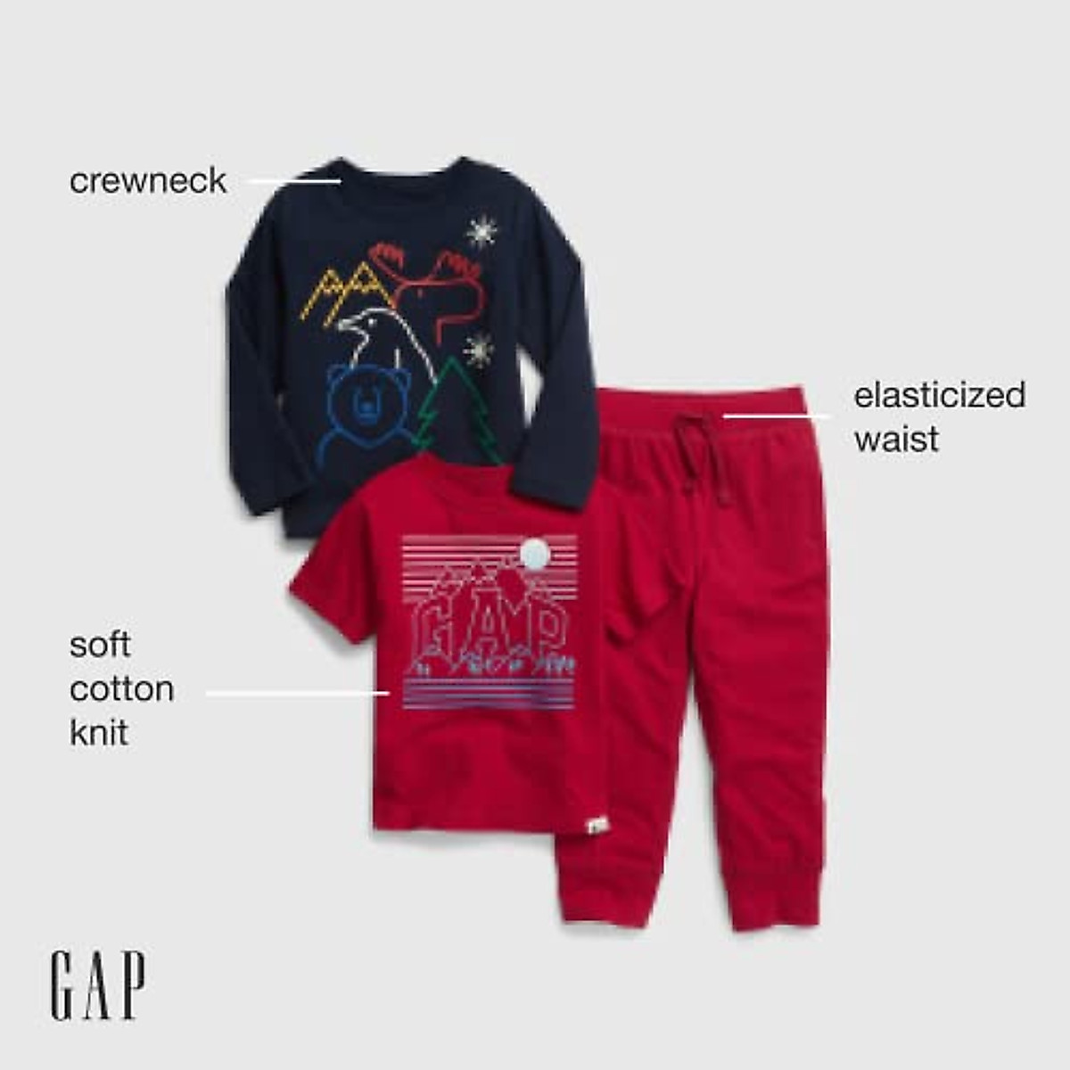GAP Baby Boys Mix And Match 3-piece Outfit Set, Deep Crimson, 4YRS US