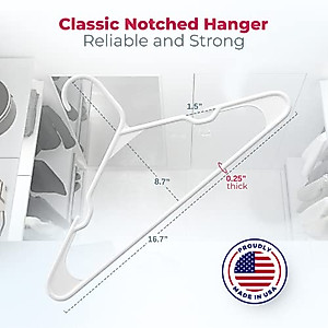 Neaties White Plastic Clothes Hangers | 15 30 45 60 100 150 200 Pack Available | Plastic Closet Hangers | Non-Slip Heavy Duty Hangers Plastic, Slim Adult Closet Hangers Notched (30 Pack)