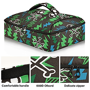 NFMILI Casserole Carrier for Hot Cold Cute Skull Lightening Print, Insulated Food Delivery Bag Reusable Warmer Carrier Bag with Inner Pocket Aesthetic Print 15.75×11.81×3.94 inch