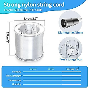 Clear Fishing Wire, 1640FT Fishing Line Clear Invisible Hanging Wire Strong Nylon String Supports 40 Pounds for Balloon Garland Hanging Decorations