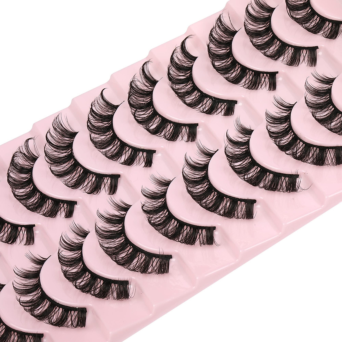 Eyelashes Russian Strip Lashes D Curl Wispy Lashes Natural Look Short 12MM Eye Lashes False Lashes Pack 10 Pairs by ALICE