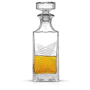 JoyJolt Gatsby Glass Whiskey Decanter. 27 oz Airtight Liquor Dispenser. Liquor Decanter with Stopper. Art Deco Bottle for Whisky, Bourbon, Scotch, Brandy, Cognac, Rum and Bar Cart Accessories