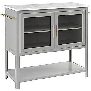 Crosley Furniture Katrina Kitchen Island with Faux Marble Top, Gray