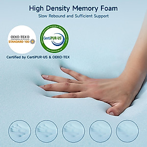3 Inch Mattress Topper with Cover, Queen Size, Dual Layer Support Memory Foam Bed Toppers, Non-Slip, Breathable and Cool, Pressure Relief & Back Pain, CertiPUR-US Certification