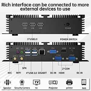 Kinupute Industrial Mini PC, Fanless Desktop Computer i7-1165G7 Windows 10 Pro, 16G DDR4, 256G SSD, 2xCOM, HDMI/VGA Port, 4K, Gigabit Ethernet, BT4.0/2.4G+5G WiFi for Industry Office HTPC, Metal Case