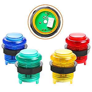 Easyget 4-Player LED DIY Arcade Kit - 4X Zero Delay LED USB Encoder + 4X Joystick + 40x LED Arcade Buttons for PC, Windows, MAME, Raspberry Pi (4P-LED-KIT, Mixed Color Kit)