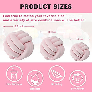 XHJRI Soft Knot Ball Pillows， Round Ball Cushion Pillows, Kids Room Decoration Plush Pillow Girl Photography Props， Throw Knotted Pillow Handmade (Light Rose Gold, 8.6 Inch)