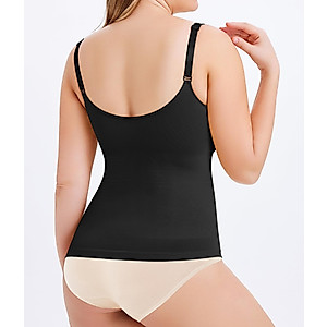 TrainingGirl Women Compression Tank Tops Tummy Control Shapewear Vest Seamless Waist Body Shaper Slimming Shirt Camisole Tops (Black, XX-Large)