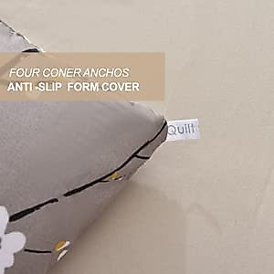 Nanko Queen Size Comforter Set, Grey Pastel Floral Print Soft Microfiber Bedding - All Season Quilted Comforter with 2 Pillowshams - Farmhouse Bed Set for Women Men 3pc 88 x 90 inch, Gray Flower