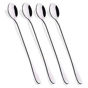 Hiware 9-Inch Long Handle Iced Tea Spoon, Coffee Spoon, Ice Cream Spoon, Stainless Steel Cocktail Stirring Spoons, Set of 4