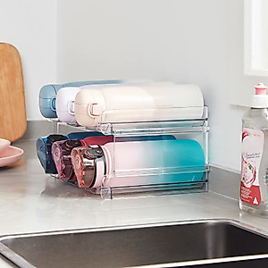 Lifewit Stackable Water Bottle Organizer for Cabinet, Freezer, Pantry - Plastic Cup Holder, Wine Racks for Kitchen Tabletop Storage, Cupboard, Office - Pack of 2, Each Rack Holds 3 Containers