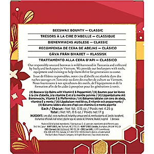 Burt’s Bees Christmas Gifts, 4 Lip Balm Stocking Stuffers Products, Beeswax Bounty Classic Set - Beeswax Moisturizing Lip Balm