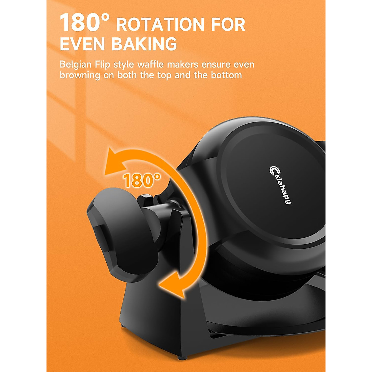 Waffle Maker, 1400W Double Belgian Waffle Iron 180° Flip, 8 Slices, Rotating & Nonstick Plates, Removable Drip Tray for Easy Cleaning, Cool Touch Handles, Space Saving Storage, Black