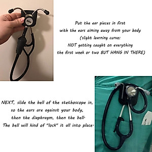 3PCS Stethoscope Holder Clip Waist Belt Stethoscope Hip Holder with Clip to Protect from Neck Carrying or Loss for Nurses Physicians (Cyan, Black, Red)