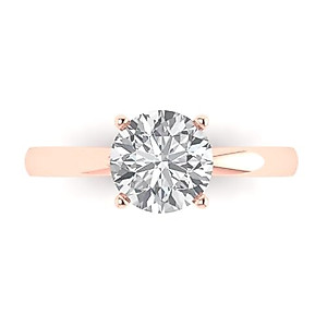 Clara Pucci 1.50 ct Round Cut Solitaire Moissanite Engagement Wedding Bridal Promise Anniversary Ring in 18K Rose Gold Size 3.5