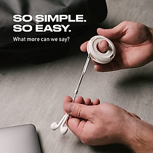 Fuse Side Winder Mini and Max Headphone, Earbud and Charging Cable Winder and Organizer Perfect for Wrapping Earbuds and Cords for Travel and Organization (Max (2-Pack), White)