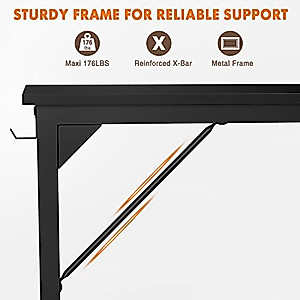Small Computer Desk 31 Inch Small Office Desk Writing Desks Home Office Desks Small Space Desk Study Table Modern Simple Style Work Table with Storage Bag Headphone Hook Metal Frame for Home, Bedroom