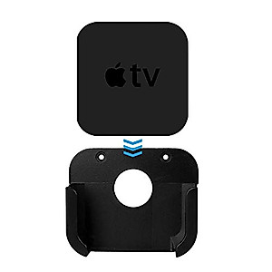 TV Mount Compatible with Apple TV 4th and 4K 5th Generation, Auswaur Wall Mount Bracket Holder Compatible with Apple TV 4th and 4K 5th Gen with Black Silicone Siri Remote Protective Case Cover