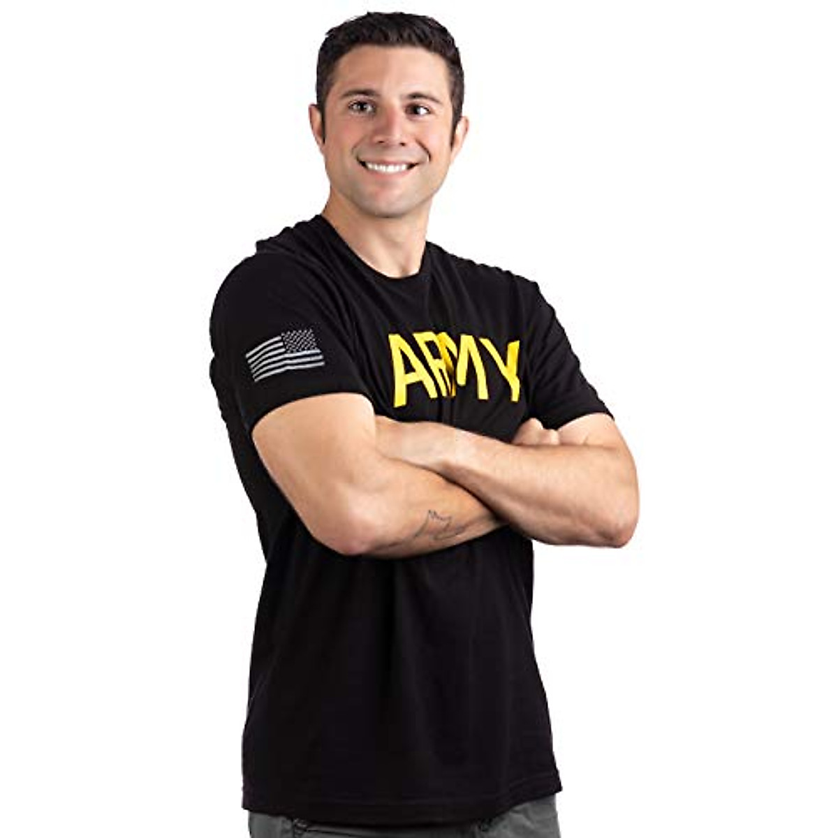 Army PT Style Shirt | U.S. Military Physical Training Infantry Workout T-Shirt-(BlackCot,XL)
