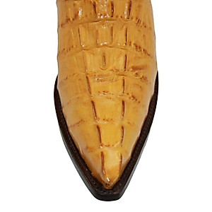 Western Shops Mens Crocodile Alligator Print Leather Cowboy Western Boots Snip Toe (11.5, Mustard)