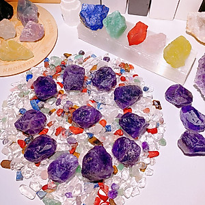 QINJIEJIE Amethyst Crystals Raw Natural Healing Crystal Stones Large 1" Bulk Rough Quartz Rocks Gemstones for Polishing Tumbling Cabbing Fountain Decor Wicca Reiki Stone