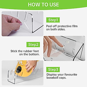 Phsycolv 2024 New Hat Stand for Baseball Caps Display and Organizer, No Install Acrylic Hat Holder for 14 Baseball Caps for Bedroom, Closet, Dresser (2PCS), Unique Gift for Hat lovers