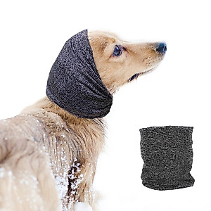 PATTEPOINT Dog Noise Cancelling Ear Muffs, Dog Ear Cover for Anxiety Relief& Calming Dogs, Snood for Dog Cat Noise Reduce Grooming Bathing, Neck and Ear Warm Ear Muffs,Grey M