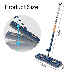 Streamline Mop, Strealinem New Large Flat Mop, Multi-Functional Mop, Style mop Pro, Flat Mop with Wringer, Flat Mop and Bucket System with Washable Pads, for Home Floor Cleaning (Mop + 4 pads+bucket)