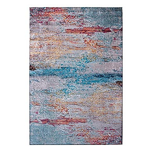 Mylife Rugs Contemporary Modern Non Slip Machine Washable Printed Area Rug, Rainbow 3'x5'