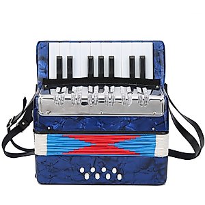 Vomeko Piano Accordion 17 Keys 8 Bass Beginner Accordion Instrument Hand Keyboard Rhythm Training Spring Instrument