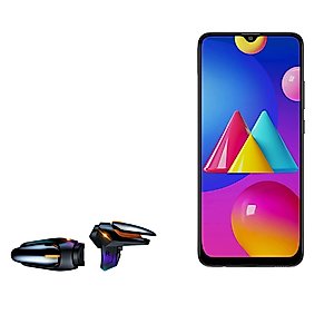 BoxWave Gaming Gear Compatible with Samsung Galaxy M02s - Touchscreen QuickTrigger Auto, Trigger Buttons Autofire Gaming Mobile FPS - Jet Black